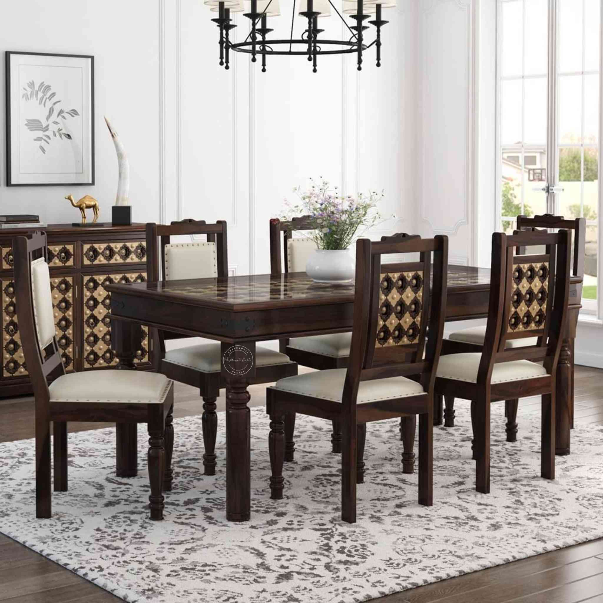 Shekhawati Solid Wood Bakhra Dining Table – Shekhawati Crafts